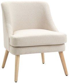 Jídelní židle HOMCOM Moderní kuchyňská židle s područkami Čalouněná židle len-dotek dřeva Bílá 63x69x79,5 cm pro stylové stolování | Aosom.de