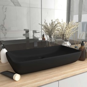 Luxusní umyvadlo obdélníkové matné černé 71 x 38 cm keramické 146964