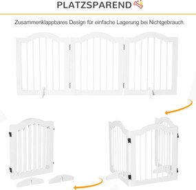 PawHut ohradník pro psy ochranný plot ohradník pro psy konfigurace ohradníku 3-dílný se dvěma podpěrnými nohami stabilní skládací MDF bílý 154,5x29,5…