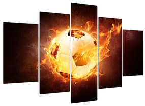 Obraz fotbalového míče v ohni (150x105 cm)