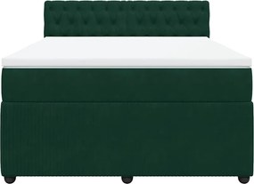 Box spring postel s matrací tmavě zelená 160x200 cm samet 3290091