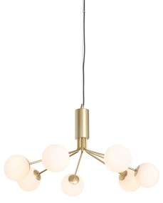 Moderní závěsná lampa zlatá s opálovým sklem 7-světel - Coby