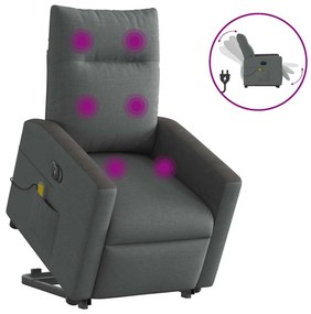 Elektrické zvedací masážní polohovací křeslo tmavě šedé textil 3324074