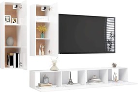 4dílný set TV skříněk bílý kompozitní dřevo 3078733