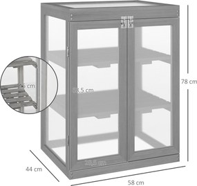 Outsunny 3-patrový skleník s chladicím rámem Skleník se 2 dveřmi ze dřeva a polykarbonátu odolný proti povětrnostním vlivům, nosnost až 15 kg na poli…