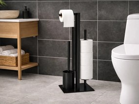 Verk Group DRŽÁK NA TOALETNÍ PAPÍR S POLIČKOU NA TELEFON ČERNÝ LOFT WC OCEL