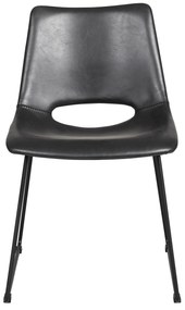 Černá kožená jídelní židle Rowico Mames