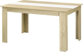 HOMCOM Moderní jídelní stůl obdélníkový pro 4-6 osob, nosnost 100 kg, pro obývací pokoj 140x89,5x75 cm bílý a dubový