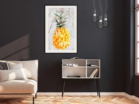 Plakát Ananas na betonu - kompozice s tropickým ovocem a bílými nápisy