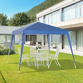 Skládací stan Outsunny 2,4x2,4m, zahradní altán, voděodolný, rychloupínací design, ocelový rám a Oxfordská tkanina pro venkovní použití, modrý