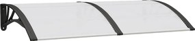 Vchodová stříška černá a průhledná 150 x 75 cm polykarbonát 153576