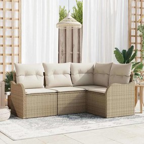 Sada zahradních pohovek 4 ks Béžová polyratan 3345681
