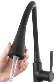 Invena Pogo, vysoká dřezová baterie 2-funkční, černá matná, INV-BZ-80-P04-L