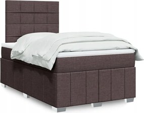 Box Spring Postel S Matrací Textil Tmavě Hnědá Blok se čtverci 120 x 190