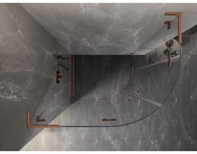 Mexen Lunar, L půlkruhový sprchový kout naklápěcí doleva 100 x 90 cm, 8mm čiré sklo, profil měděná matná, 833L-100L-090P-65-00