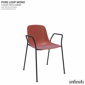 Židle Pure Loop Mono s opěradly Barva kovové konstrukce: Matt black 31, Barva sedáku a opěradla z recyklovaného plastu: Marsala IP7608U