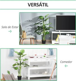 Umělá rostlina Outsunny 100 cm Umělý Monstera s 21 listy a květináčem do domácnosti nebo kanceláře Zelená
