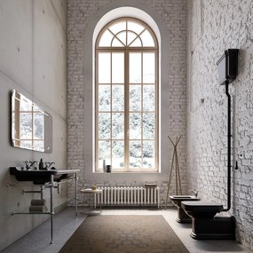 Kerasan Kerasan, WALDORF WC kombi, spodní/zadní odpad, černá-chrom, WCSET25-WALDORF