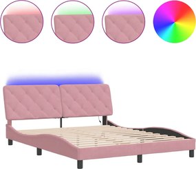 Rám postele s LED bez matrace růžový 160 x 200 cm samet 3213866