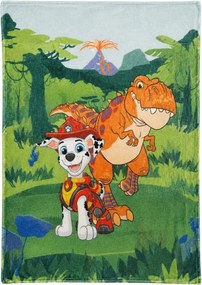 Dětská coral fleece deka Tlapková patrola – Paw Patrol - motiv Marshall a dinosaurus - 130x170 cm