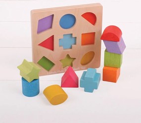 Dřevěné kostky CUBES tvary a barvy