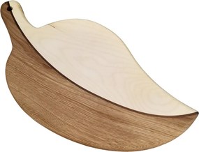 AMADEA Dřevěné prkénko ve tvaru listu, masivní dřevo, 3 druhy dřevin, 37x19x2,5 cm