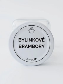 Samolepka na kořenky BYLINKOVÉ BRAMBORY průhledná 5 cm tučné písmo