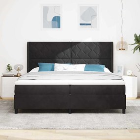 Postel s boxspringem s čelo Černá 200 x 200 cm samet 3342082