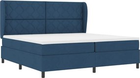 Postel s boxspringem s čelo Modrá 200 x 200 cm textil 3340654