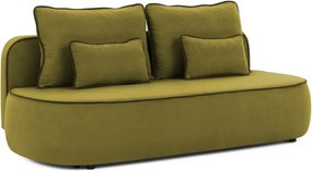 Zelená/tmavě zelená sametová rozkládací/s úložným prostorem dětská pohovka 210 cm Saga – Ropez