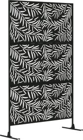 Outsunny Zábrana do pokoje 3-panelová 122 x 198 cm Ochranný panel s podstavcem s vzorem vrbového listu pro oddělení místností do zahrady, na terasu, o
