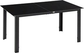 Zahradní stůl Outsunny z hliníku 150 x 90 cm odolný vůči počasí s skleněnou deskou, bufetový stůl pro kempování pro 6 osob, venkovní jídelní stůl pro