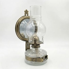 BRILAGI - Petrolejová lampa se zrcadlem MERLIN zlatá/patina