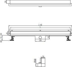Mereo Mereo, Odtokový sprchový žlab do zdi 70 cm, vč. roštu TILE, MER-CZ191