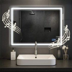 Koupelnové zrcadlo Jaffrey 60x80 s Bluetooth – čiré sklo