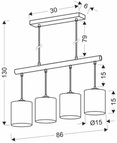 Závěsný lustr Combi pro žárovku 4x E27  - Candellux