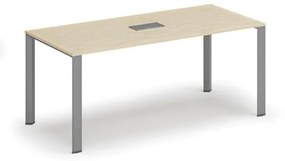 Stůl INFINITY 1800 x 900 x 750, bříza + stolní zásuvka TYP IV, stříbrná