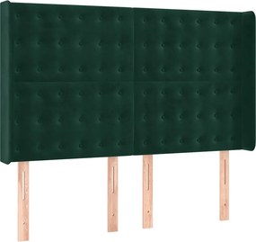 Box spring postel s matrací a LED tmavě zelená 140x200 cm samet 3139808