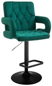 LuxuryForm DESIGN Barová židle BOSTON VELUR na černé kulaté podstavě - zelená