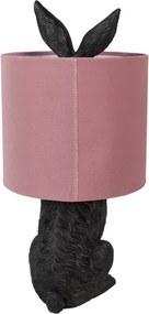 Černá stolní lampa králík s růžovým stínidlem Konijn – 20x43 cm