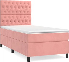 Box spring postel s matrací růžová 90x200 cm samet 3143186