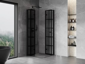 Mexen Mist-F Duo, skládací sprchový kout 120 x 120 cm, čiré sklo-černá mřížka, 8A6-120L-120P-70-77