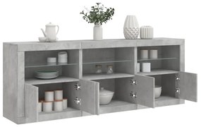 Příborník s LED osvětlením betonově šedý 181,5 x 37 x 67 cm 3209005