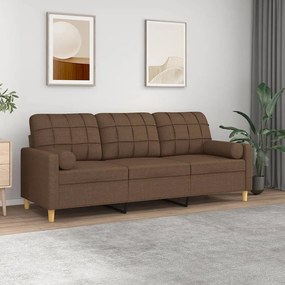 3místná pohovka s polštáři hnědá 180 cm textil 3200793