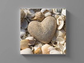 Liox Obraz kamenné srdce a mušle Rozměr: 120 x 120 cm