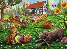 Ravensburger Zvířata hrající si na dvorku / 200 dílků / od 8 let