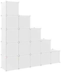 Dětská modulární skříň s 15 úložnými boxy bílá PP - Default Title