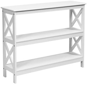 Costway Regál dřevěný se 3 policemi, bílý, 100 x 33 x 80 cm HW65762WH
