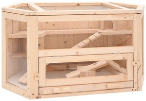 Klec pro křečky 80 x 40 x 43 cm masivní jedlové dřevo 172379