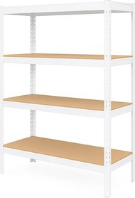 Regál 160x80x40 cm lakovaný 4-policový, nosnost 700 kg - bílý